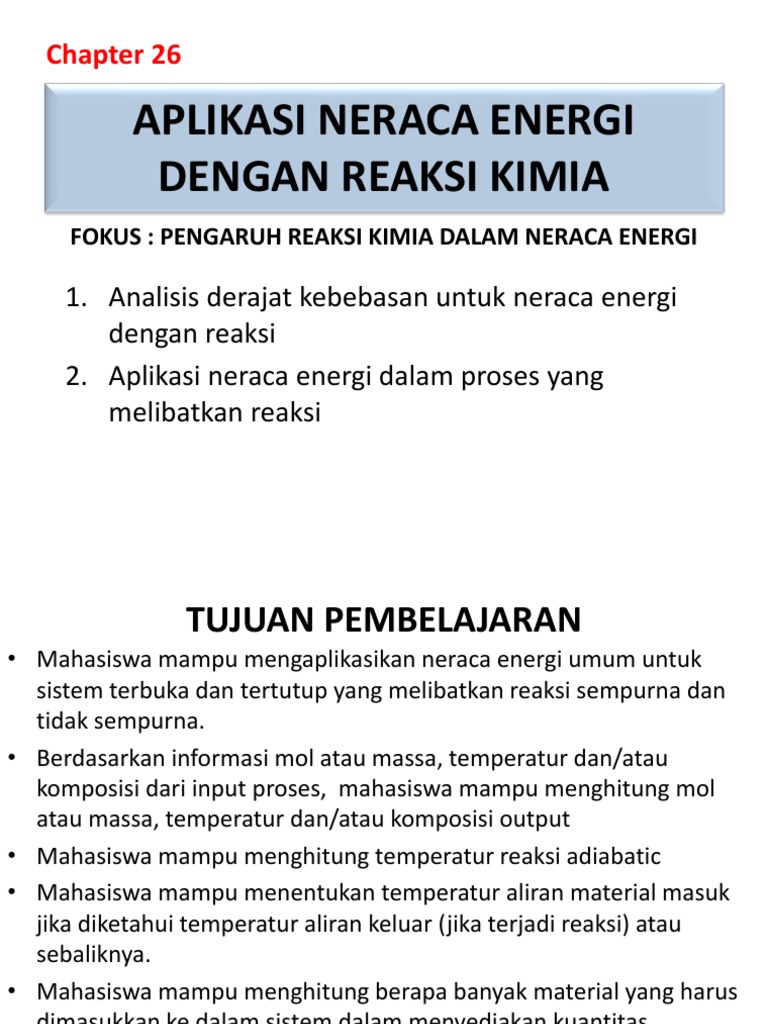 CH 26. Neraca Energi Yang Melibatkan Reaksi Kimia | PDF | Sains & Matematika