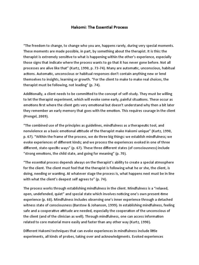 Hakomi - The Essential Process | PDF | Mindfulness | Psychotherapy