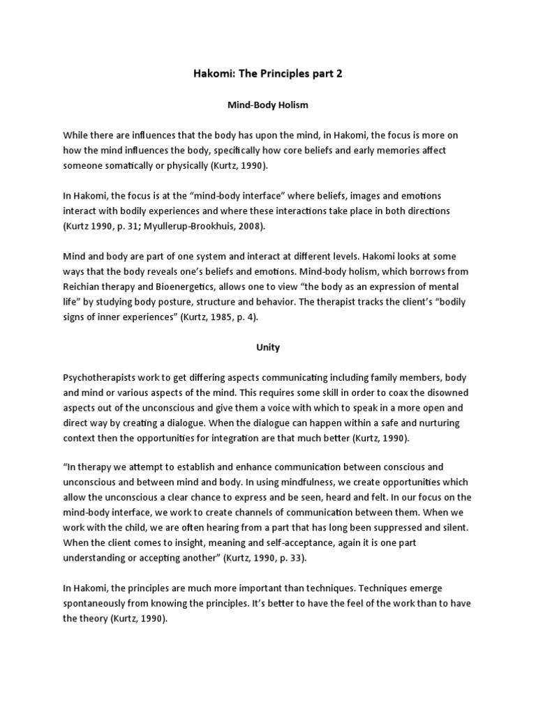 Hakomi Principles, Part 2 | PDF | Psychotherapy | Mind