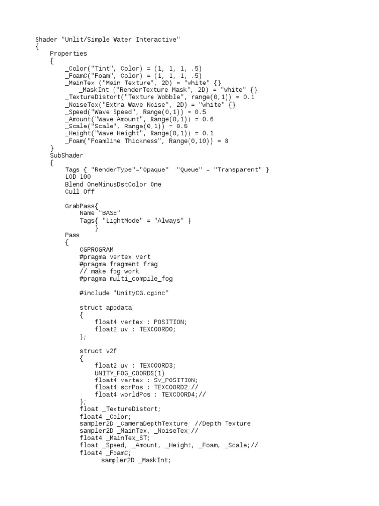 InteractiveWater Shader | PDF | Shader | Computer Graphics InteractiveWater Shader | PDF | Shader | Computer Graphics