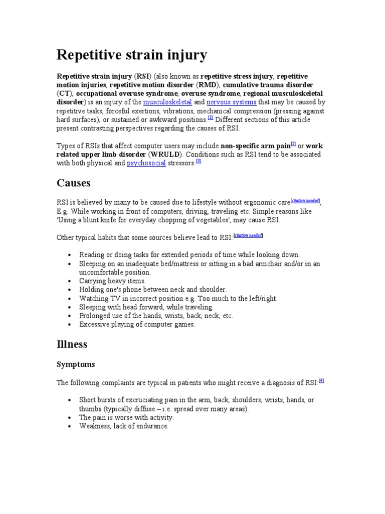 Repetitive strain injury | Pain | Medicine