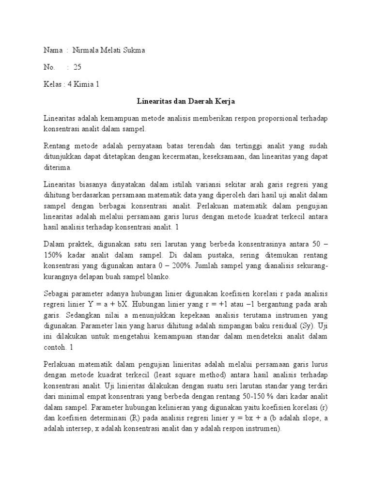 Uji Linearitas dan Rentang Metode Analisis | PDF