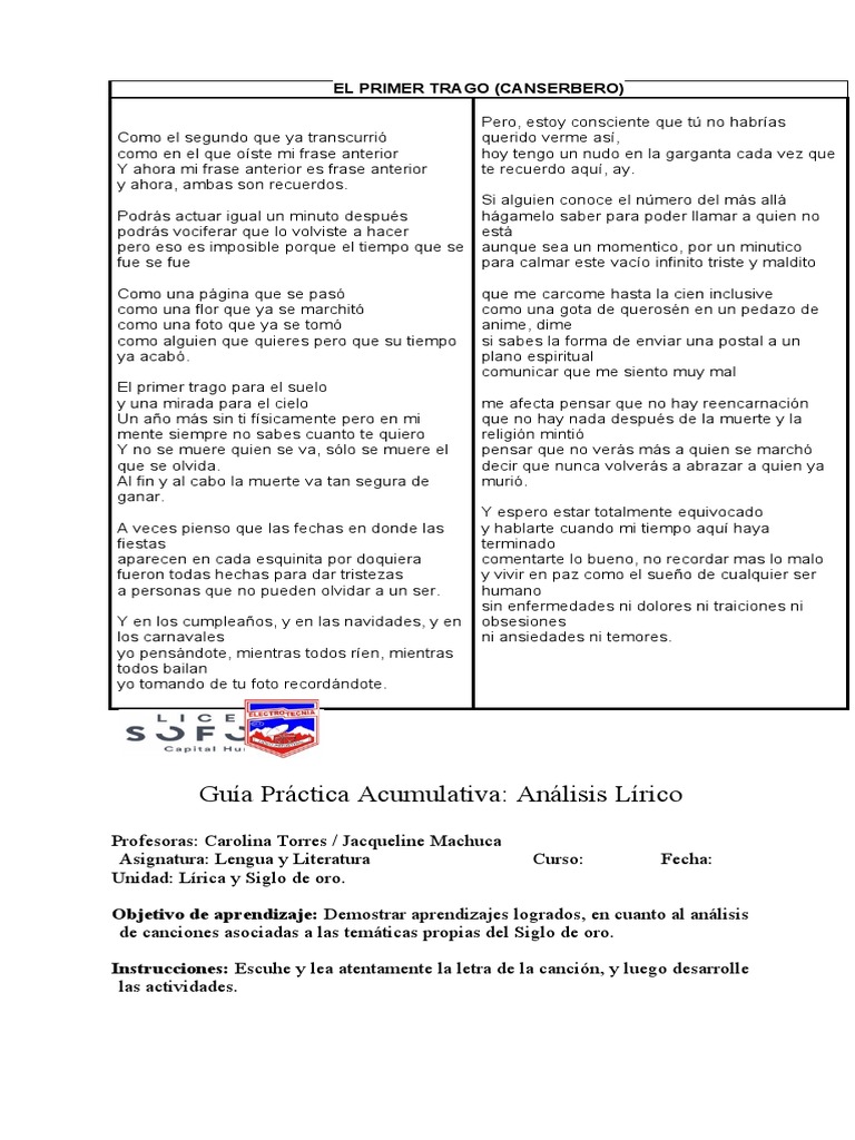 Actividad Género Lírico | PDF | Artes del Lenguaje y Comunicación | Arte