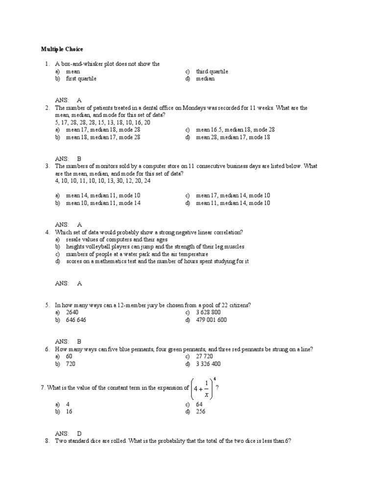 Mdm4u Final Reviewsolution | PDF | Mean | Mode (Statistics)