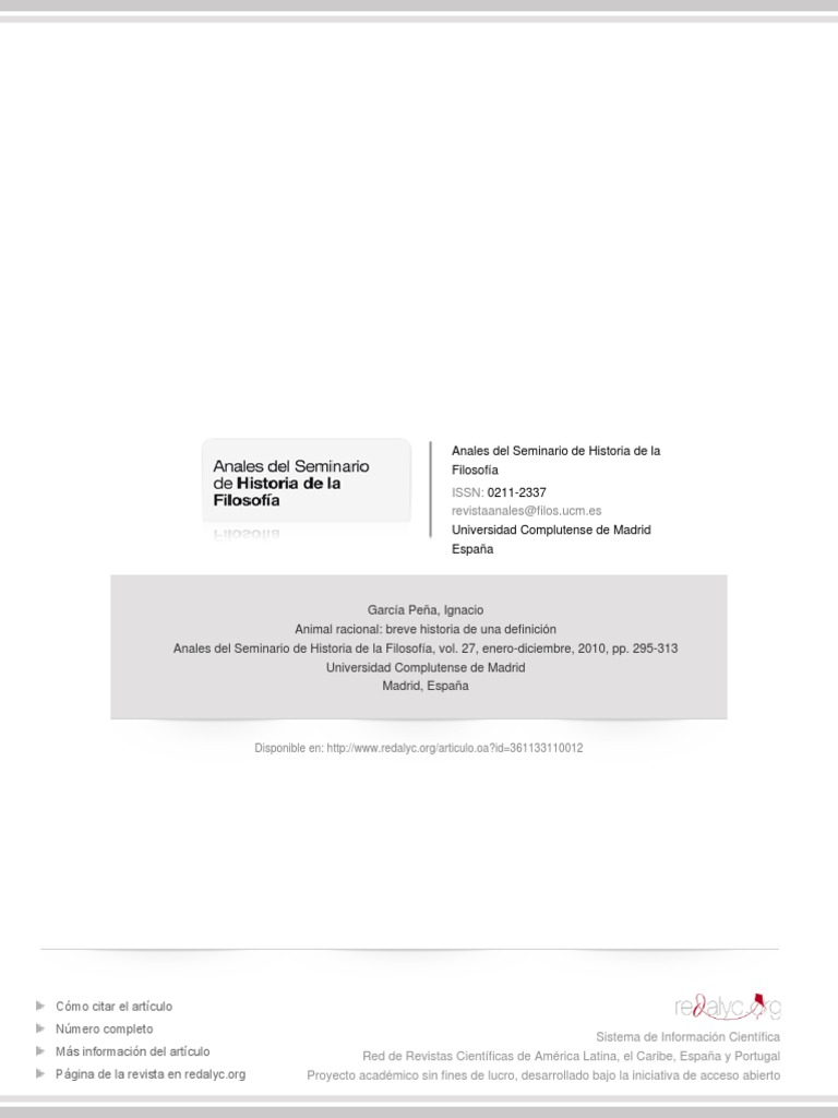 Animal Racional Breve Historia de Una Definición | PDF | Platón ...