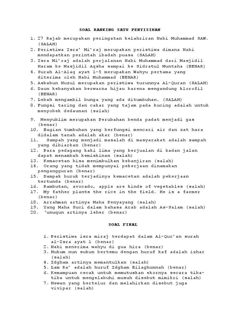 Soal Ranking Satu Penyisihan | PDF