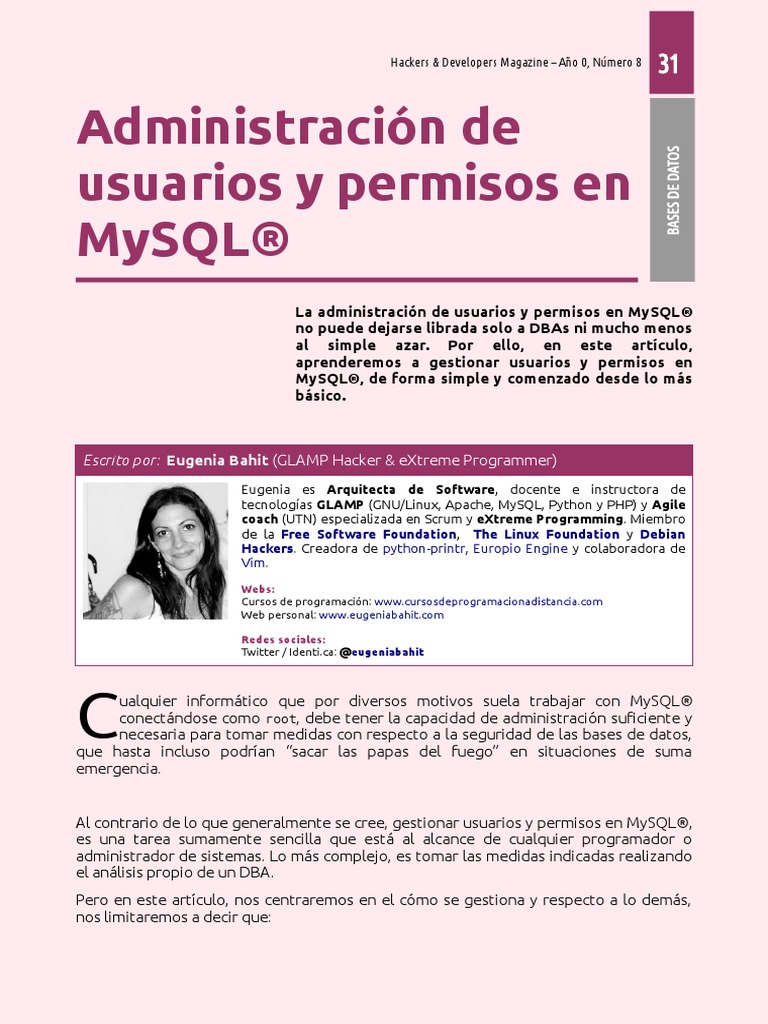 Administración de Usuarios en MySQL | PDF | Contraseña | Mi sql