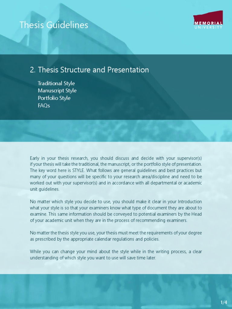 Thesis Guidelines: 2. Thesis Structure and Presentation | Download Free ...
