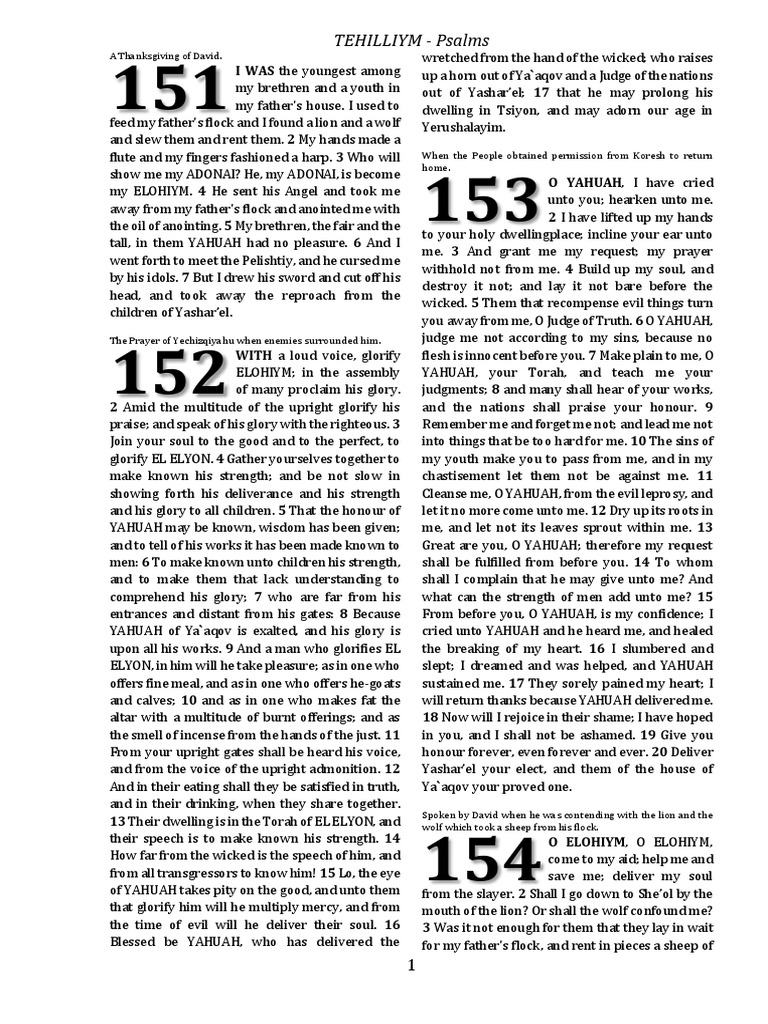 Psalms 151-155 Supplement | Download Free PDF | Old Testament Books ...