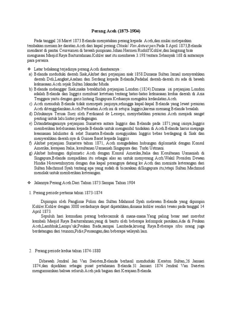 Perang Aceh: Perjuangan dan Dampak | PDF