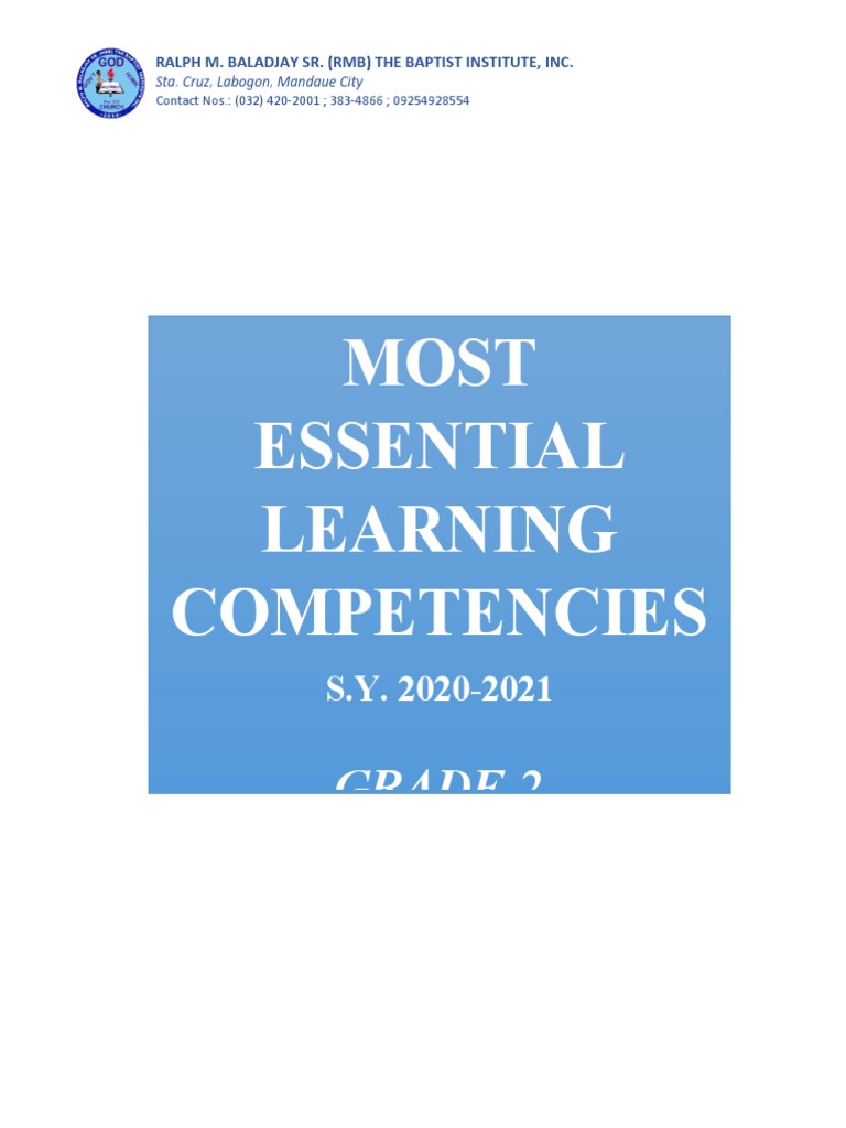 Most Essential Learning Competencies: Grade 2 | PDF