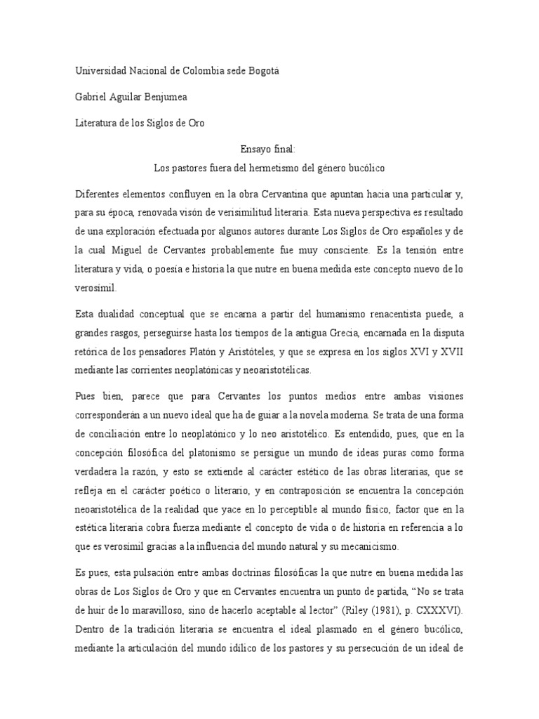 Ensayo Final Literatura de Los Siglos de Oro (Autoguardado) | PDF ...