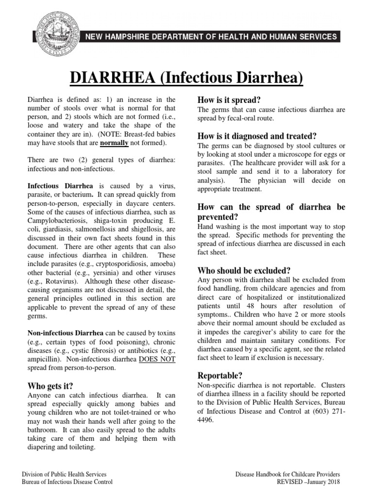 DIARRHEA (Infectious Diarrhea) : How Is It Spread? | PDF | Diarrhea ...