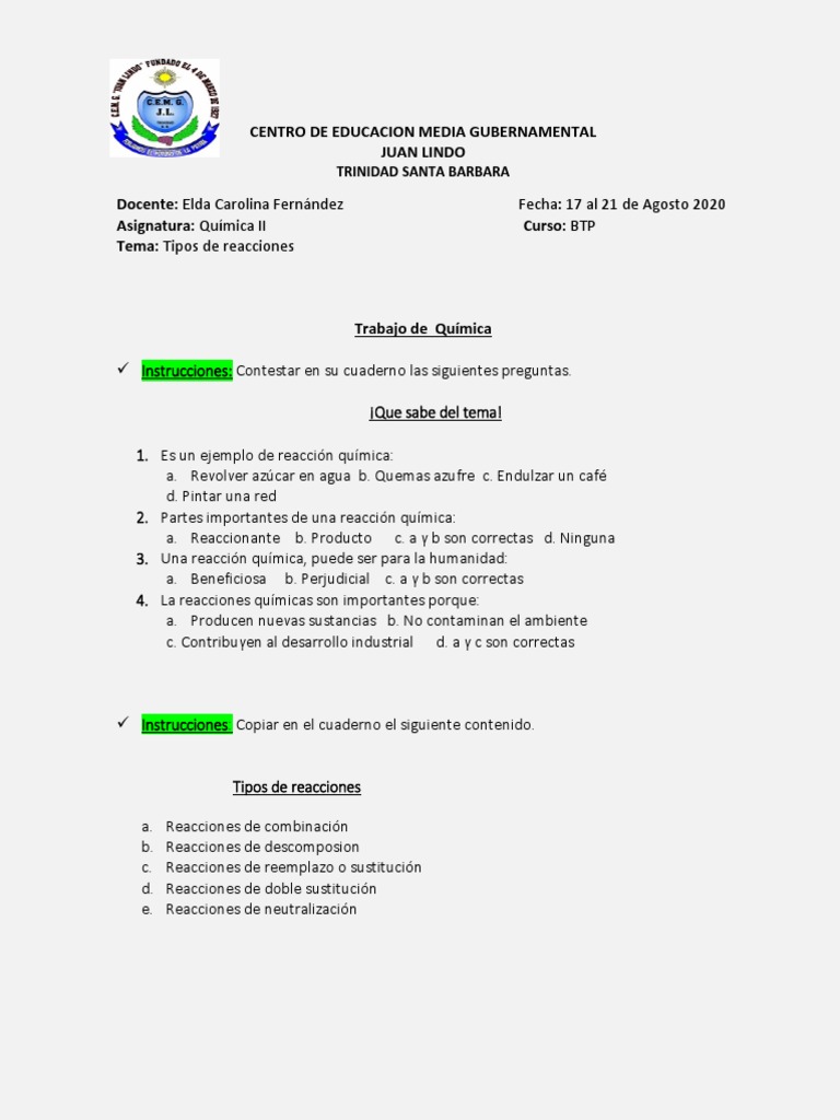 Quimica II BTP JL 1 | PDF | Naturaleza | Química
