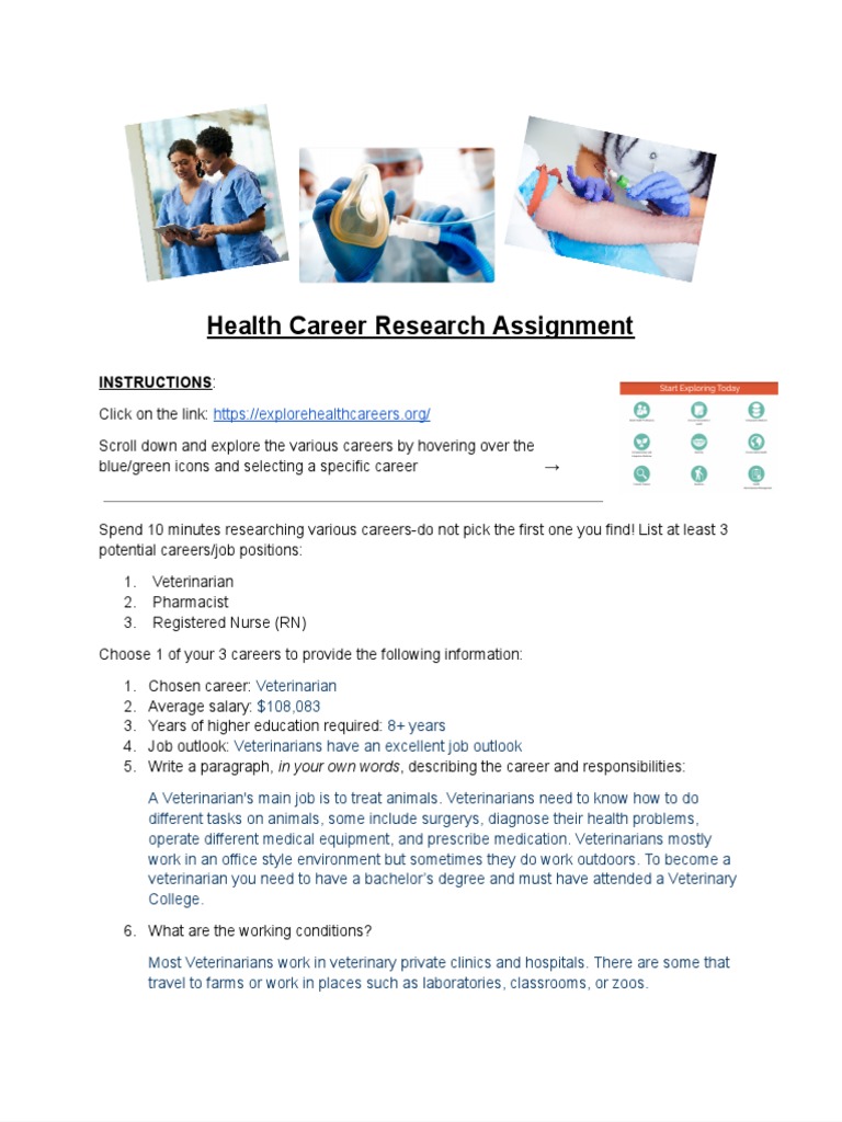 Arleeluck C2395-Stu - Health Career Research Assignment | PDF