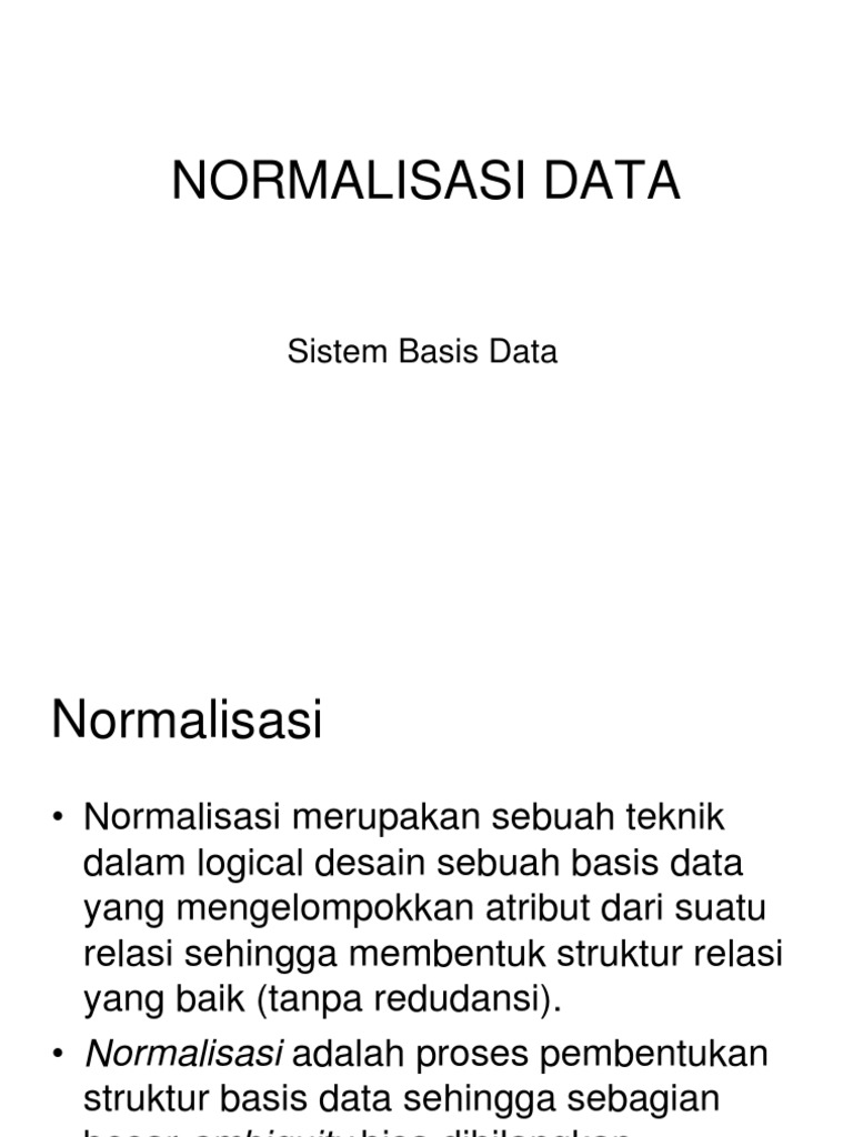 Normalisasi Data | PDF