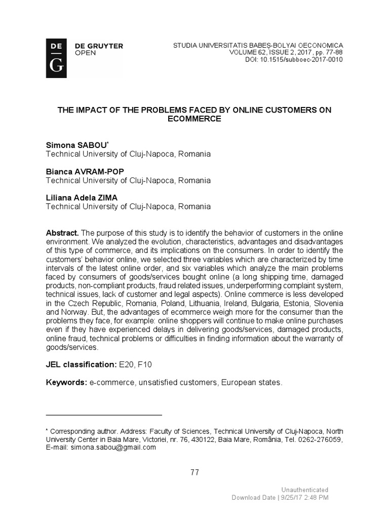 Online Customer Challenges in E-Commerce | PDF | E Commerce | Mode (Statistics)