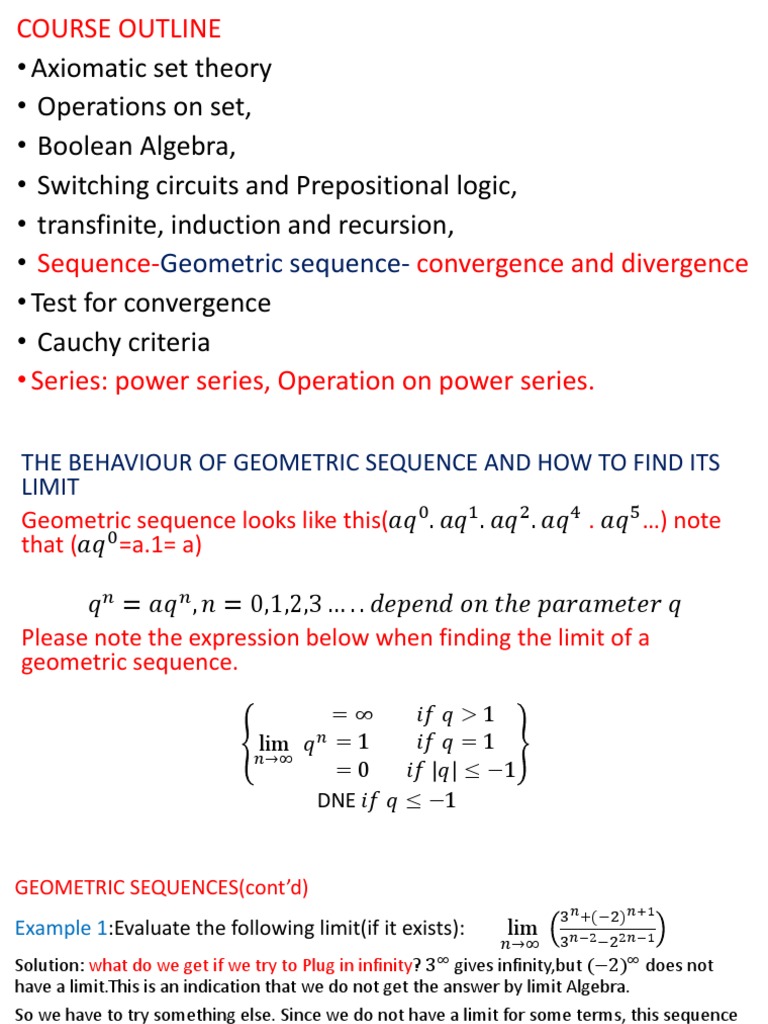 Geg 115 Geometric Sequence | PDF | Limit (Mathematics) | Mathematical ...