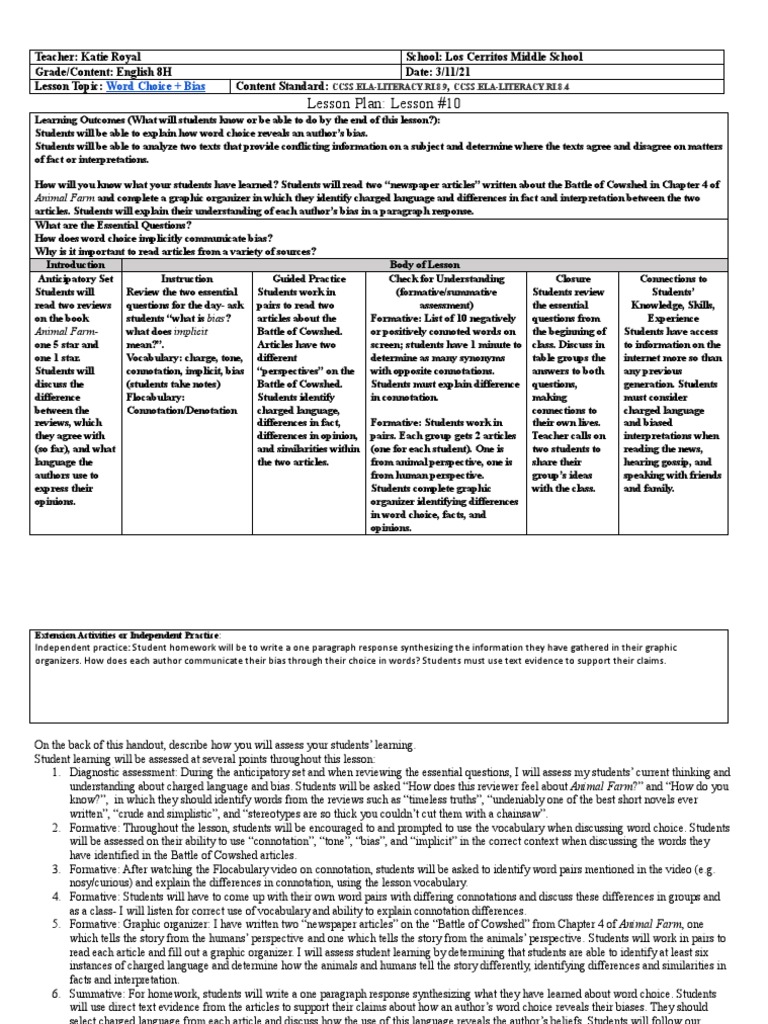 Sample Lesson Plans | PDF | Rhetoric | Bias