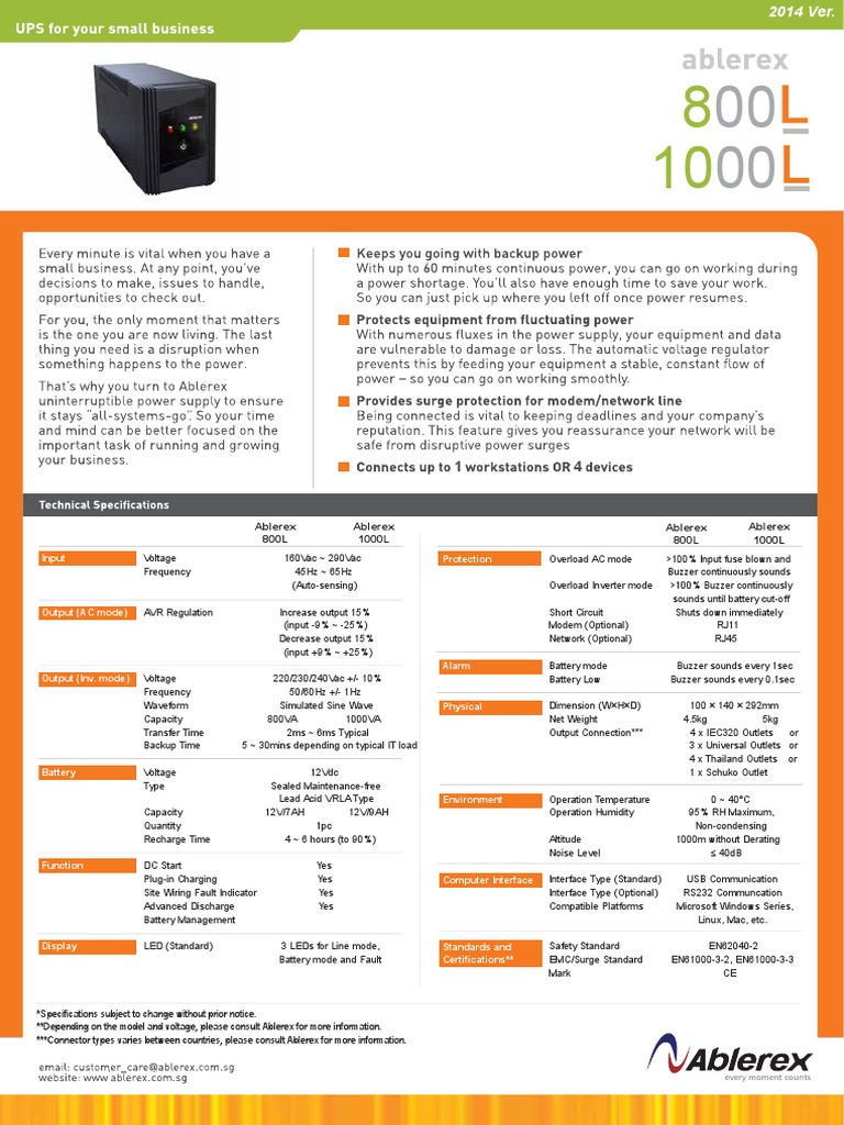 Vektor Ablerex-800L - 1000L-Tearsheet | PDF | Power Inverter | Physical ...