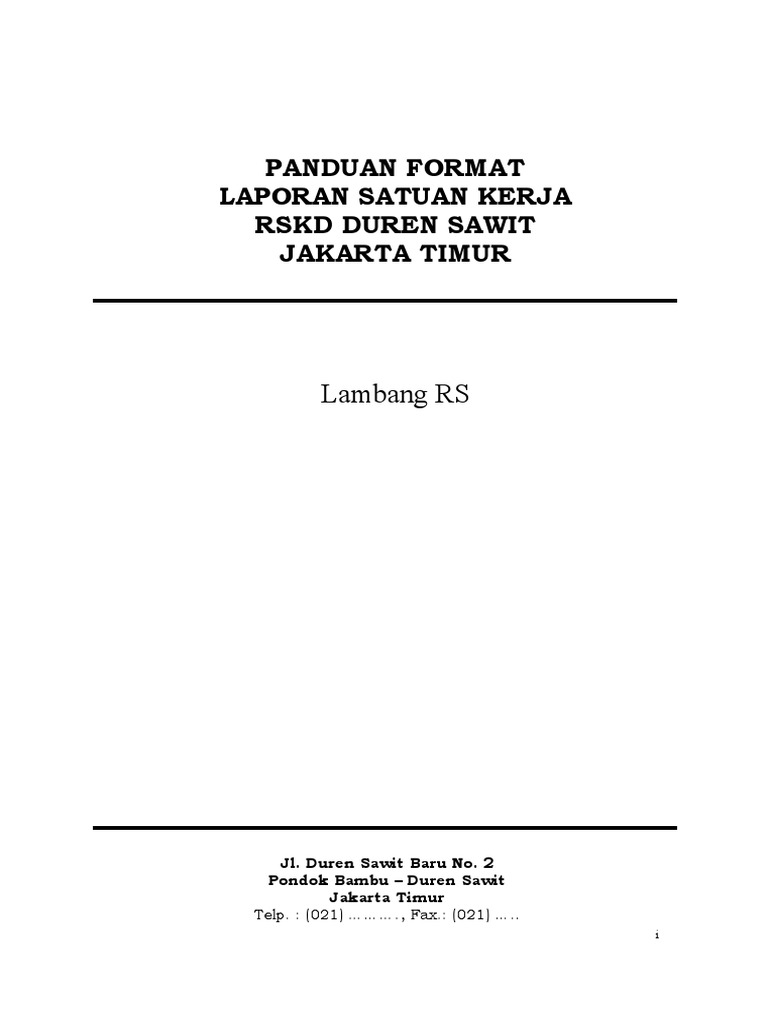 Panduan Laporan Tahunan RSKD Duren Sawit | PDF