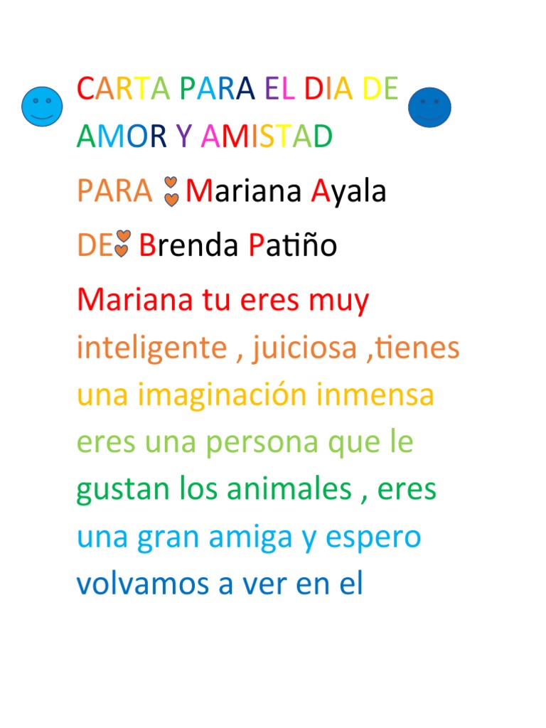 Carta para el Día del Amor y la Amistad | PDF