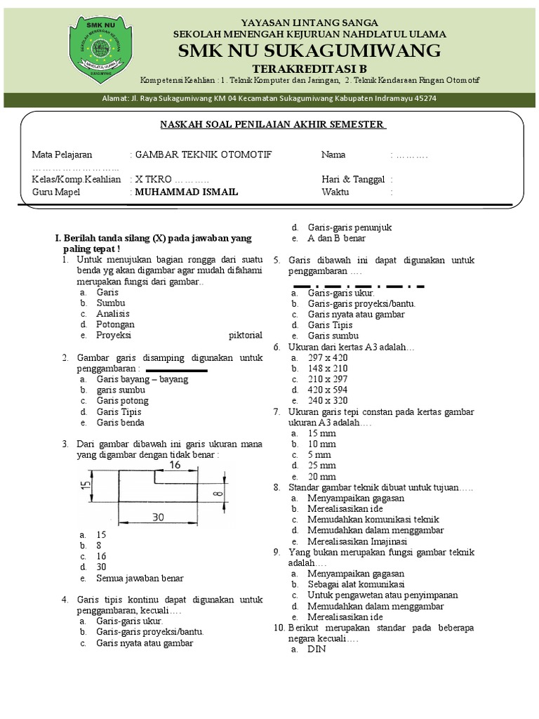 Gambar Teknik Otomotif X Tkro | PDF