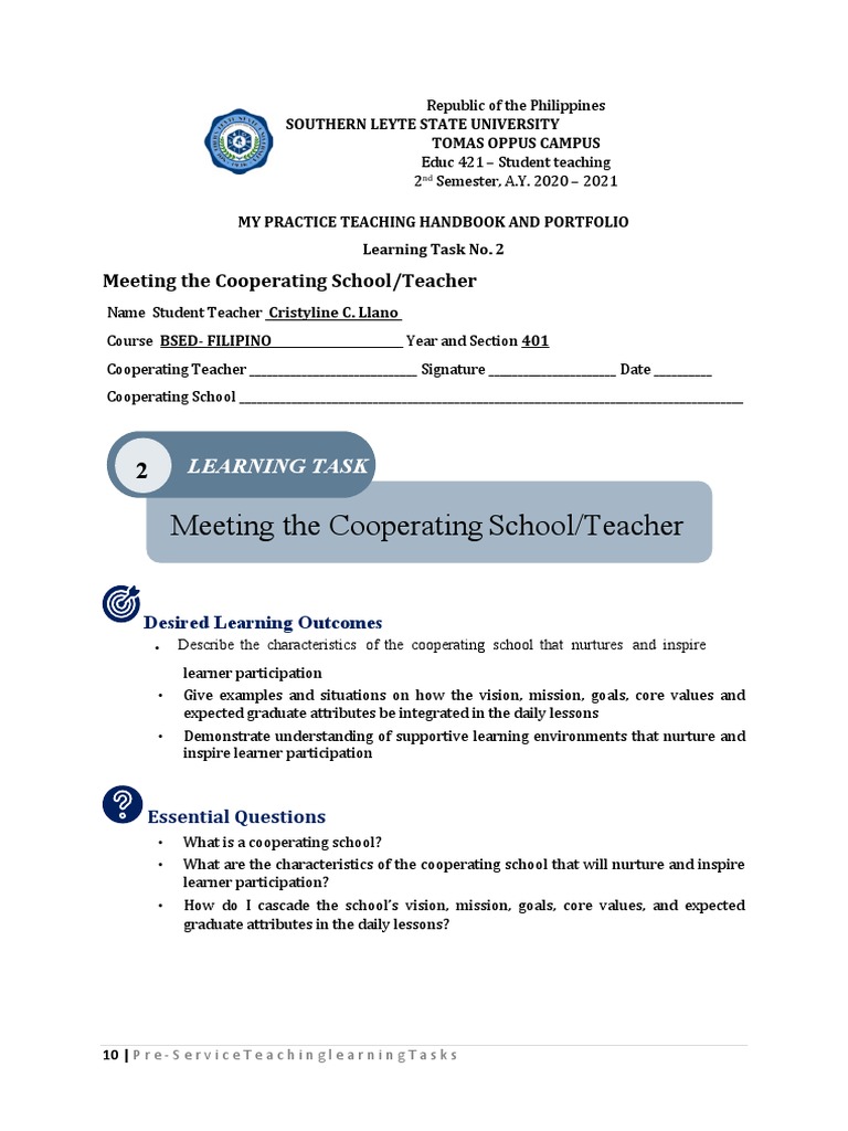 Learning Task 2 | PDF | Schools | Teachers