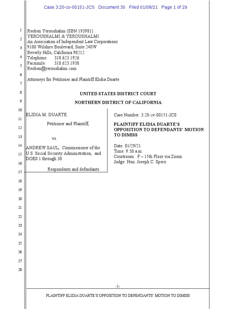 2021-01-08 Plaintiff's Opposition To Defendant's Motion To Dismiss FRCP ...