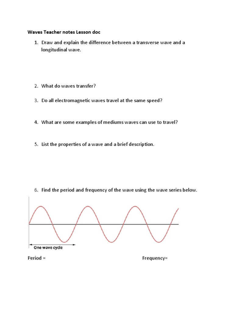 Teacher Notes Waves Lesson | PDF | Foreign Language Studies | Teaching ...