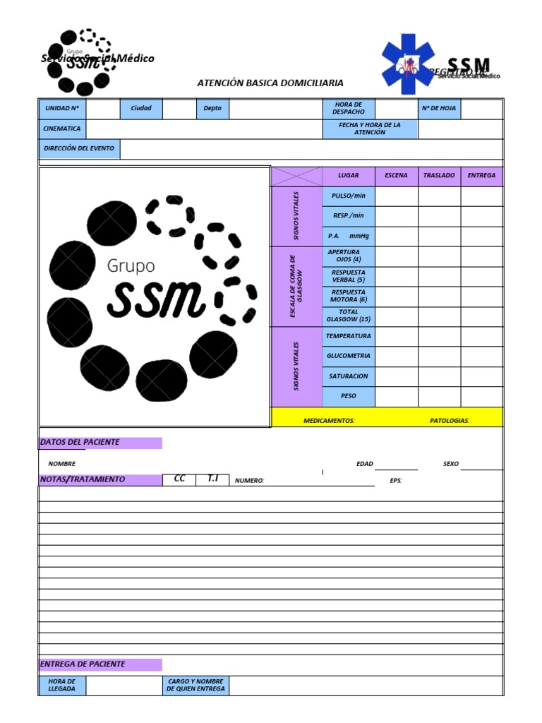 Hoja Atencion Prehospitalaria BASICA | PDF | Medicina CLINICA | Especialidades Medicas