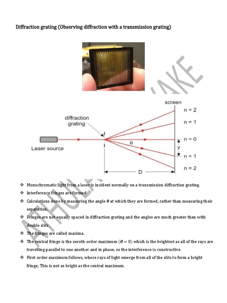 Diffraction Grating | PDF | Diffraction | Wavelength