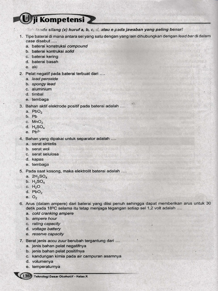 Modul 10 - Uji Kompetensi Baterai - TDO | PDF | Sains & Matematika