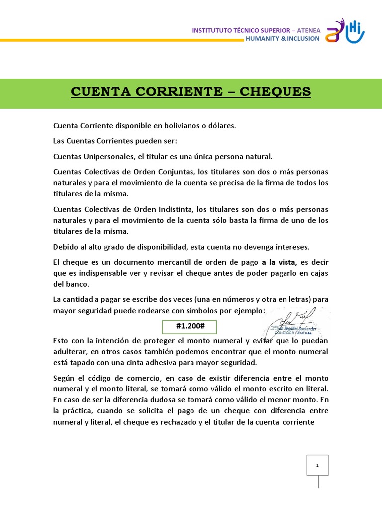 Guía sobre Cuentas Corrientes y Cheques | PDF | Cheque | Bancos