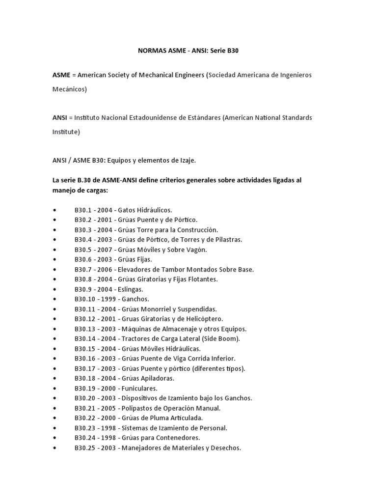 1 Normas Ansi Asme | Descargar gratis PDF | Grúa (máquina) | Ingeniería ...