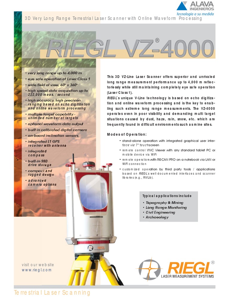 RIEGL VZ-4000: Terrestrial Laser Scanning | PDF | Image Scanner | Power Supply