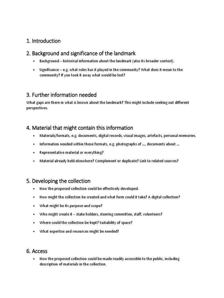 Community History Collection Report Template