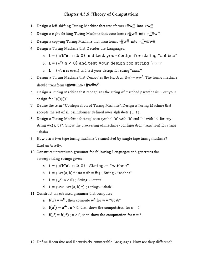 Chapter 4,5,6 (Theory of Computation) #W# W# #W# ##W# #W# #W#W# A B C | PDF | Computational ...