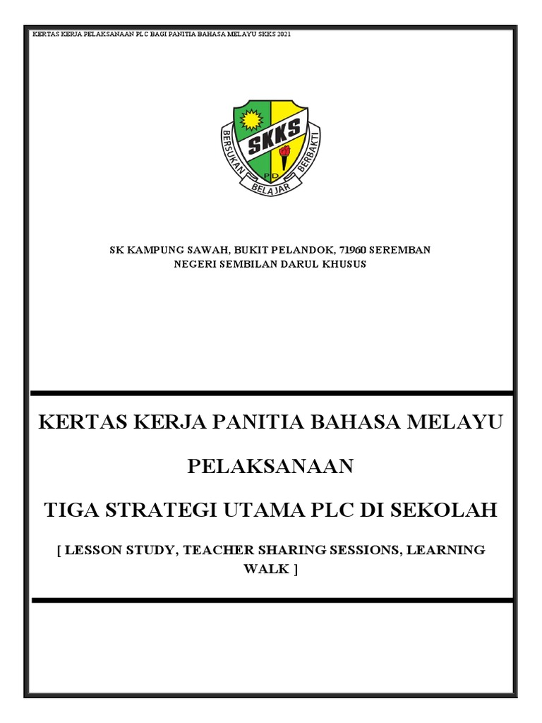KK PLC 1 Panitia Bahasa Melayu-Skks 2021 | PDF