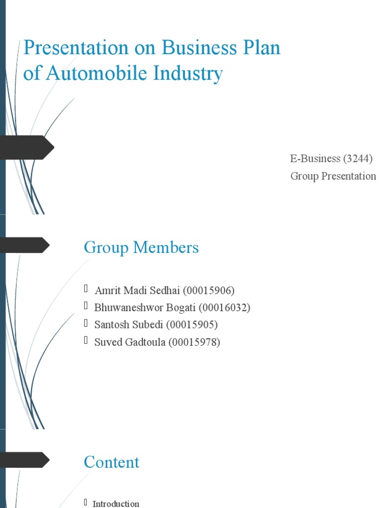 Presentation On Business Plan of Automobile Industry | PDF