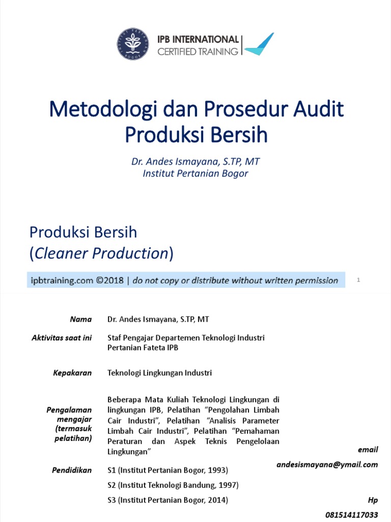 Metodologi Audit Produksi Bersih | PDF | Bisnis