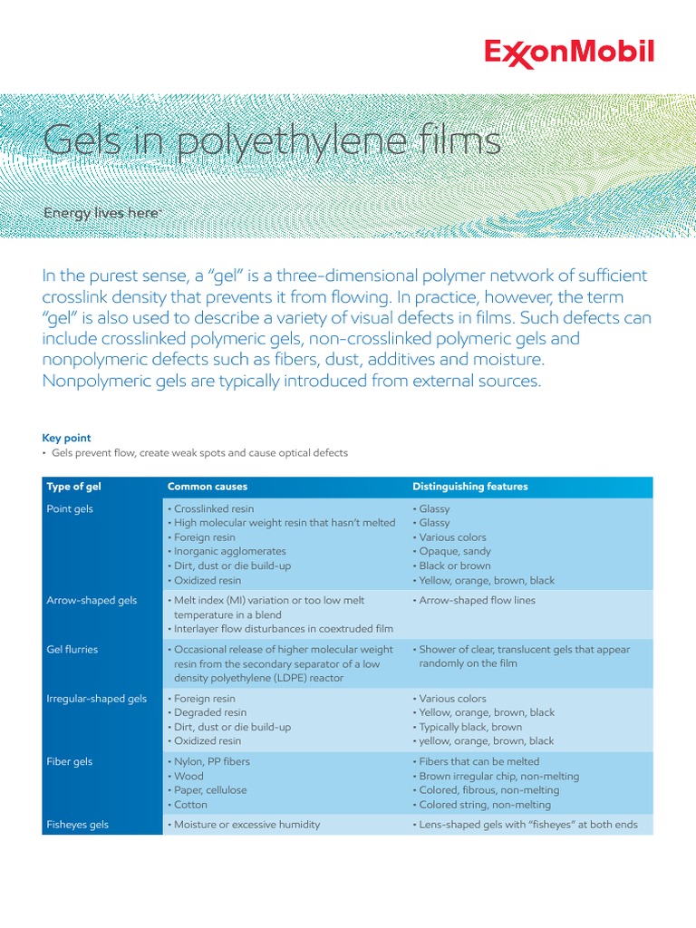 Gels in Polyethylene Films - en | PDF | Gel | Fibers
