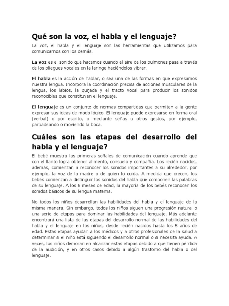 Etapas Del Desarrollo Del Lenguaje | PDF