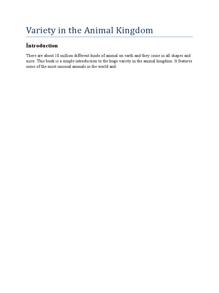 Variety in The Animal Kingdom: İntroduction | PDF | Science & Mathematics