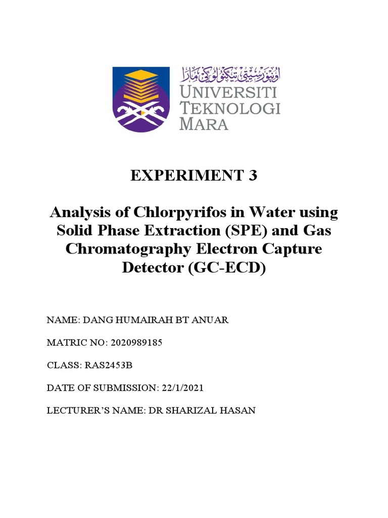 Experiment 3 CHM510 | PDF | Gas Chromatography | Chromatography