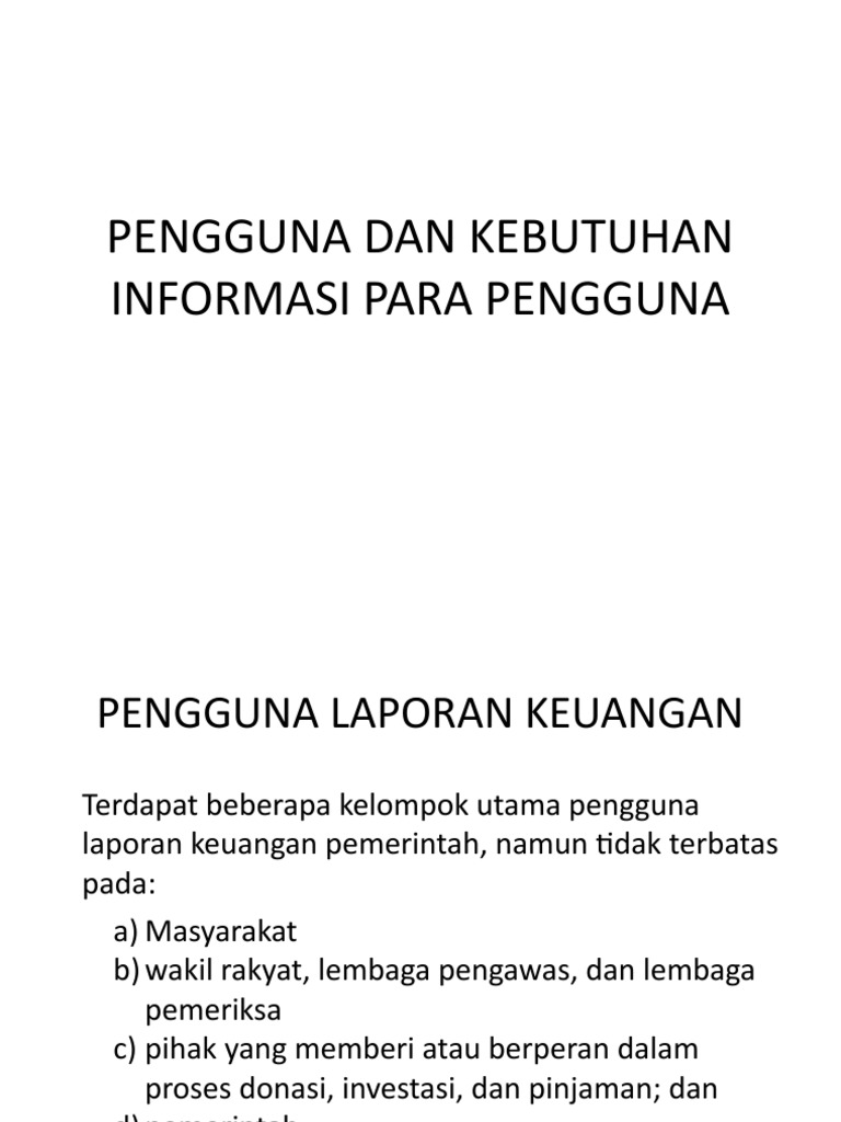 Pengguna Dan Kebutuhan Informasi para Pengguna | PDF