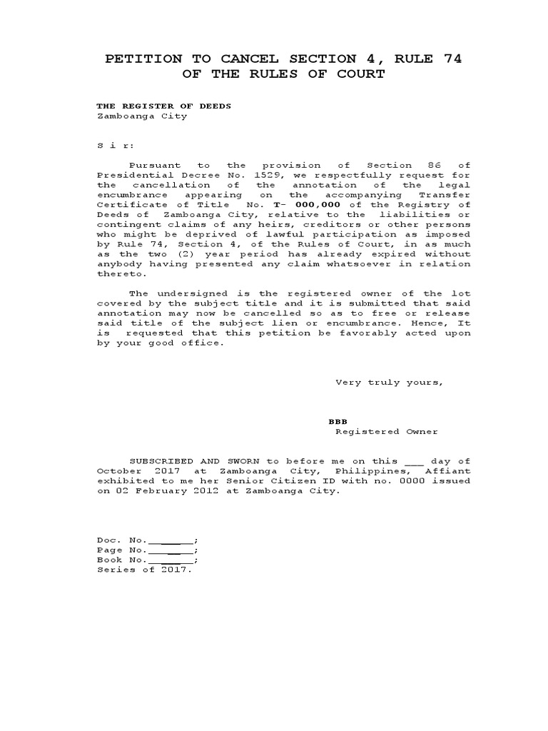 Cancellation Encumbrance - Lien - Sample | PDF