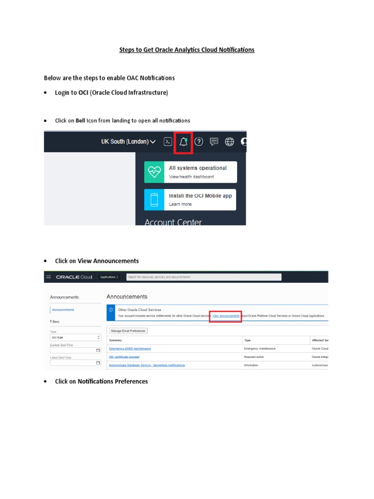 How To Get Oracle Analytics Cloud (OAC) Maintenance Notifications | PDF