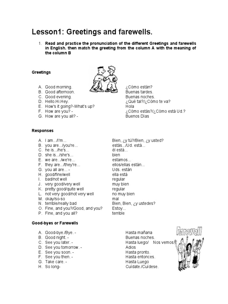 01 Lesson Greetings | PDF | Entretenimiento (general)