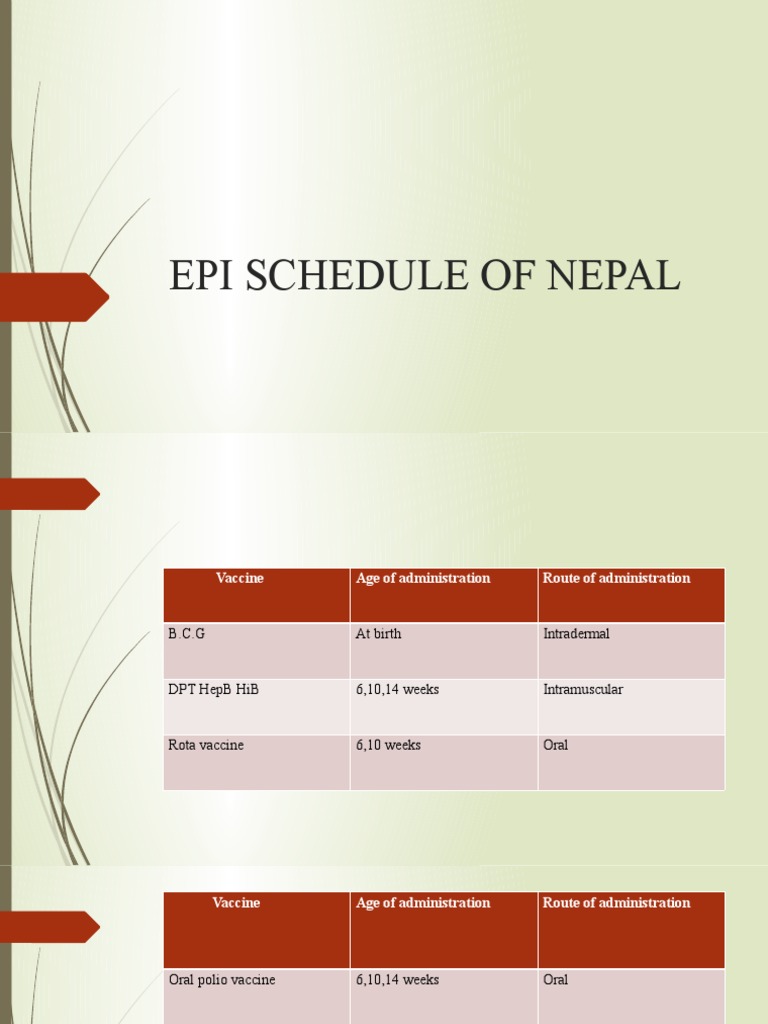 EPI Schedule of Nepal | PDF